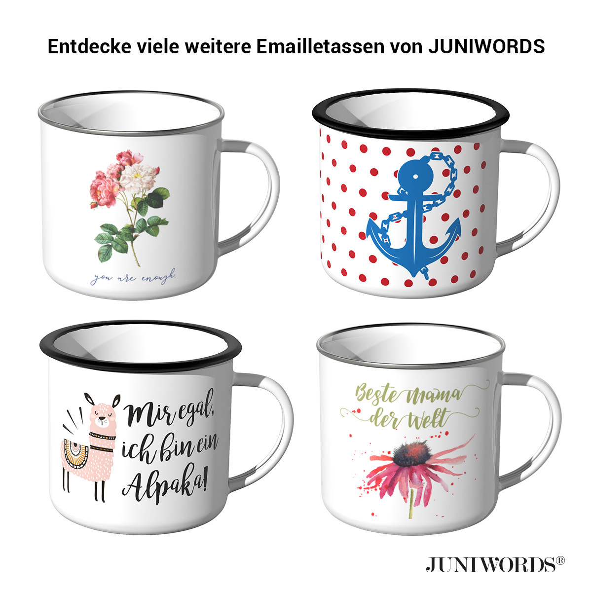 JUNIWORDS Emaille Tasse Mama loading - 2021